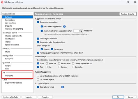 Enablingdisabling Sql Prompt Ai Sql Prompt 11 Product Documentation