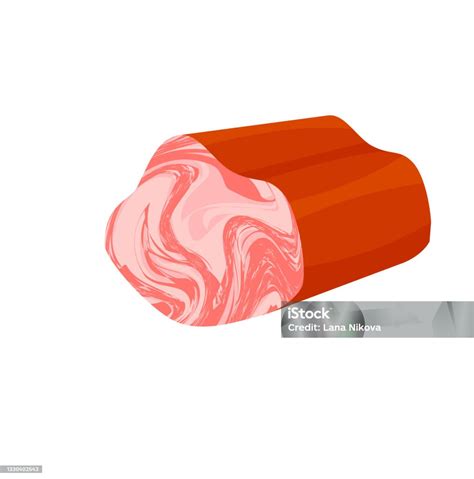 쇠고기 돼지 고기 흰색 배경에 고립 된 만화 스타일의 사실적인 벡터 일러스트 아이콘에서 훈제 Balyk 고기에 대한 스톡 벡터 아트 및 기타 이미지 Istock