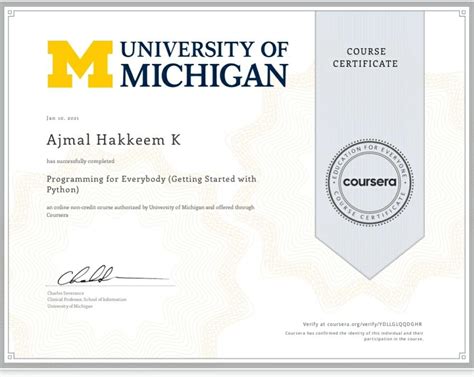 Coursera Pythonprogramming Learning Learncoding Certification Ajmal Hakkeem K