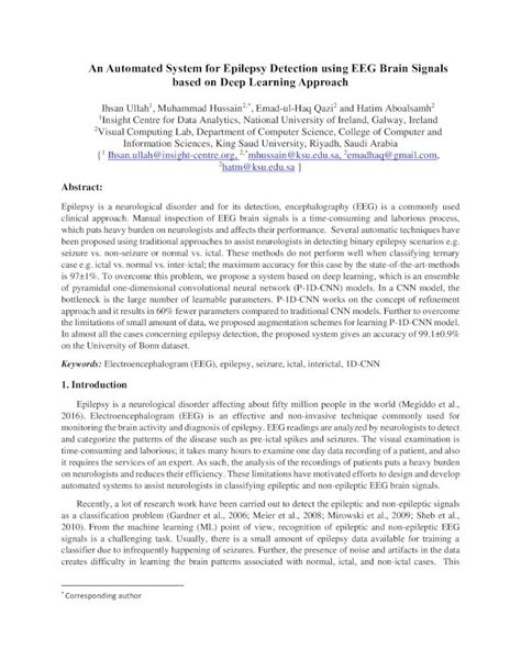 Pdf An Automated System For Epilepsy Detection Using Eeg Brain An Automated System For