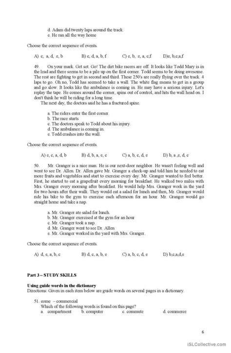 Pretest In Reading English Esl Worksheets Pdf And Doc