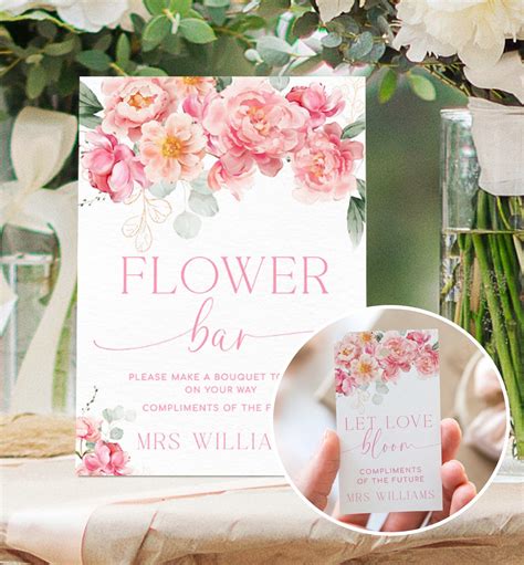 Piper Floral White Printable Flower Bar Sign And Tag Template Black