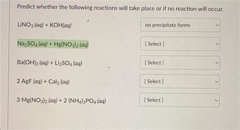 Solved Predict Whether The Following Reactions Will Take