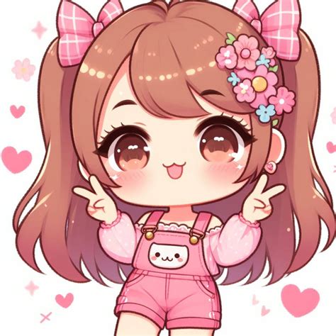 Chibi Kawaii Girl With Pink Overalls Ai Drawing By Cuddlesnam On