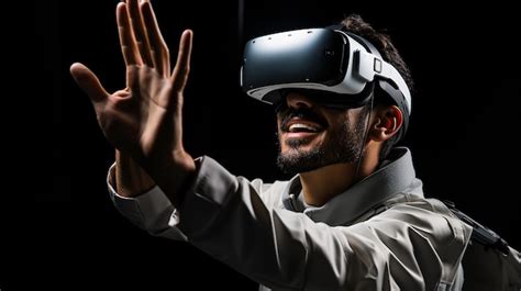 Premium Photo Immersive Gestures Man With Virtual Reality Goggles