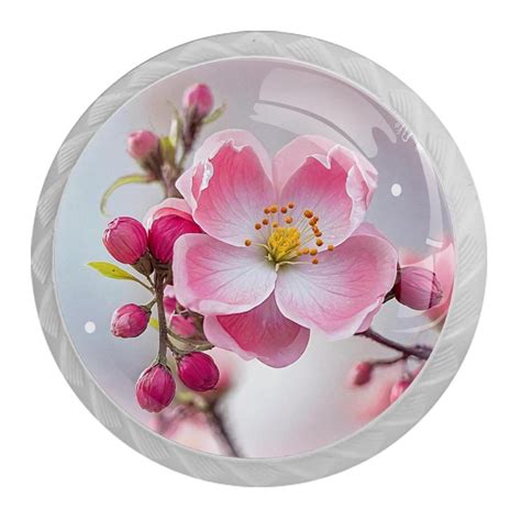 4 Pack Pattern Cabinet Knobs Flowers Pink Cabinet Pull Handle Kitchen Door Knobs Dresser Knobs