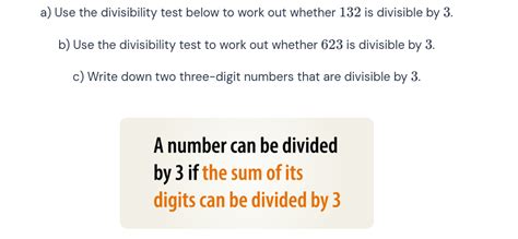 Solved A ﻿use The Divisibility Test Below To Work Out