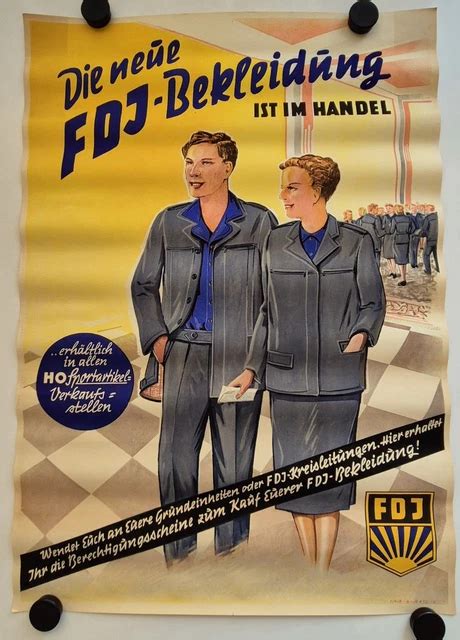 Plakat Fdj Kleidung Hemd Mode Ho Konsum Reklame Propaganda 1958