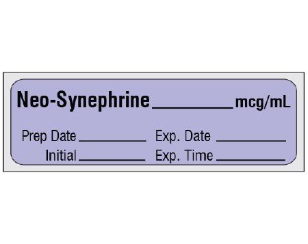 Shamrock Drug Label Anesthesia Label Neo Synephrine Mcgml Violet 1