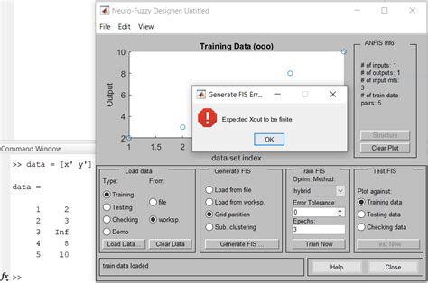Xout Must Be Finite Error Creating Neuro Fuzzy Inference System