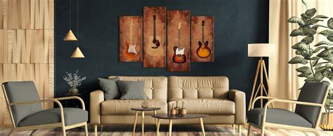 Conipit Vintage Guitar Canvas Rustic Music Wall Art Musical