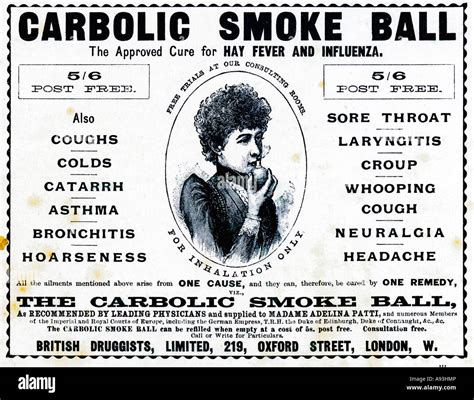Carbolic Smoke Ball 1894 Advert For The Patent Medicine Famous For The