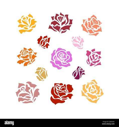 Illustrations Of Rose Flowers And Buds Collection Of Floral Elements