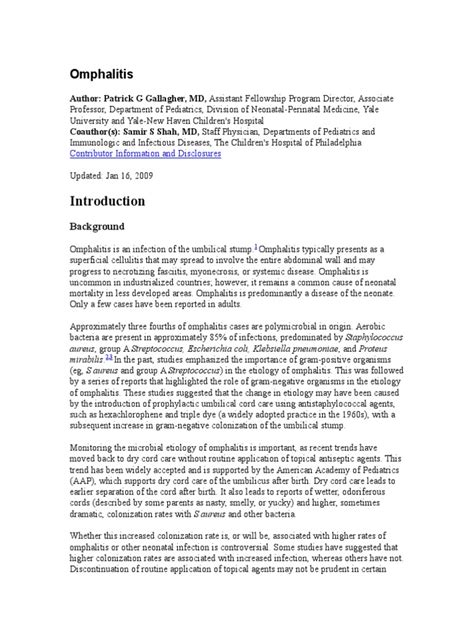 Omphalitis Pdf Sepsis Diseases And Disorders