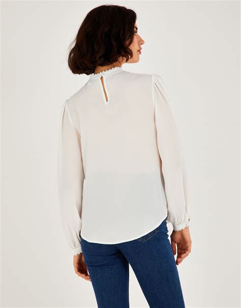 Isabel Lace Trim Blouse Ivory