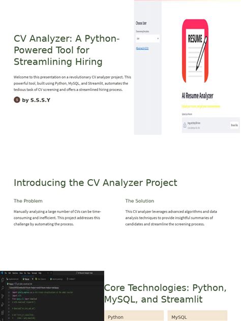 Cv Analyzer A Python Powered Tool For Streamlining Hiring Pdf Databases My Sql