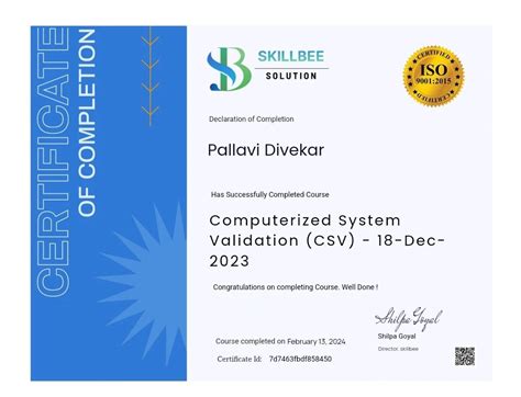 Csv Certification Pallavi Divekar 14 Comments