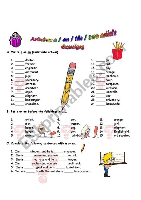 Definite And Indefinite Articles Esl Worksheet By Montesdegira