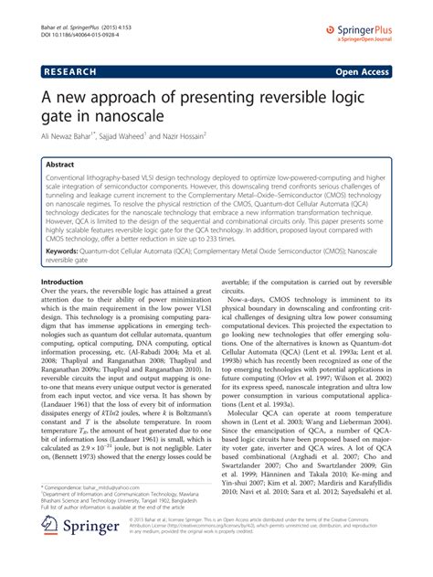 Pdf A New Approach Of Presenting Reversible Logic Gate In Nanoscale