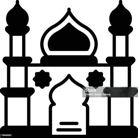 무슬림 예배 장소 외관 벡터 아이콘 디자인 이드 알 아다 또는 이드 울 카비르 기호 Hajj 기호 무슬림 종교 축제 스톡 일러스트레이션 자미아 마스지드 개념 Blessing