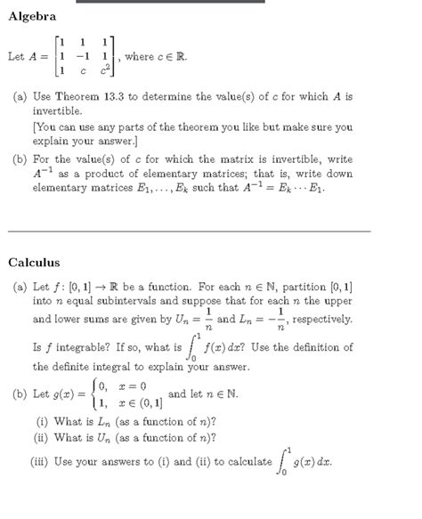 solved let a ⎣⎡1111−1c11c2⎦⎤ where c∈r a use theorem 13 3