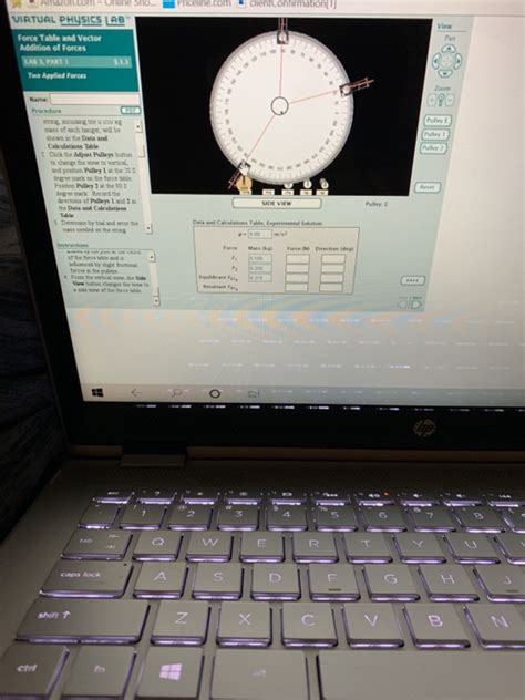 Pan VIRTUAL PHYSICS LAB Force Table And Vector Chegg Com