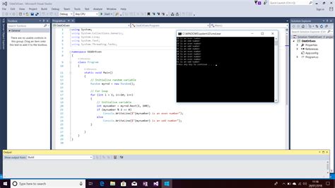 screenshot of c code for odd or even numbers displayed output in the