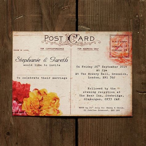 Wedding Invitation Postcard Template Free