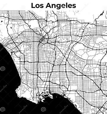 Los Angeles City Map Cartography Map Street Layout Map Stock Vector