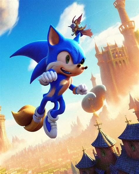 Tails Flying Alongside Sonic In A City And They Are Humanized Free Ai