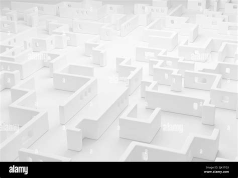 Walls Labyrinth Expanding Structure Abstract White Architecture Background 3d Illustration
