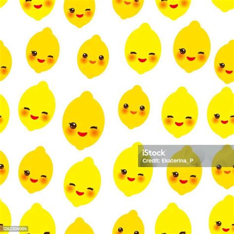 귀여운 가와이레몬 라임과 윙크 눈 핑크 볼 오렌지색으로 계절의 화이트 백그라운드 트렌드가 매끄러운 패턴 선물 랩 직물 배경 화면 식품 포장에 사용할 수 있습니다 벡터 0명에