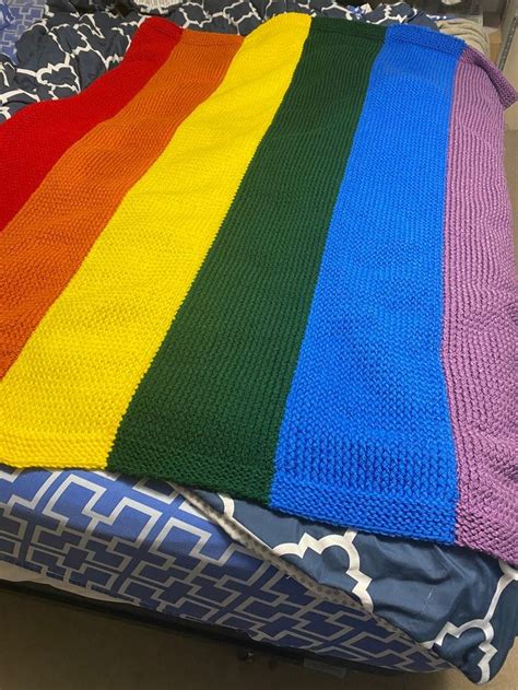 Knitted Rainbow Pride Blanket Etsy