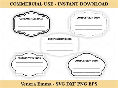 Composition Notebook Label Svg Notebook Label Template Vectorency Composition Notebook Label Svg Notebook Label Template Vectorency