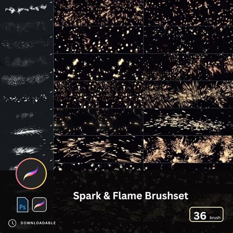36 Realistic Spark Effects Procreate And Photoshop Brushset Collision