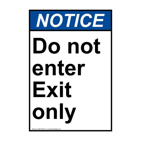 Vertical Do Not Enter Exit Only Sign ANSI Notice Do Not Enter