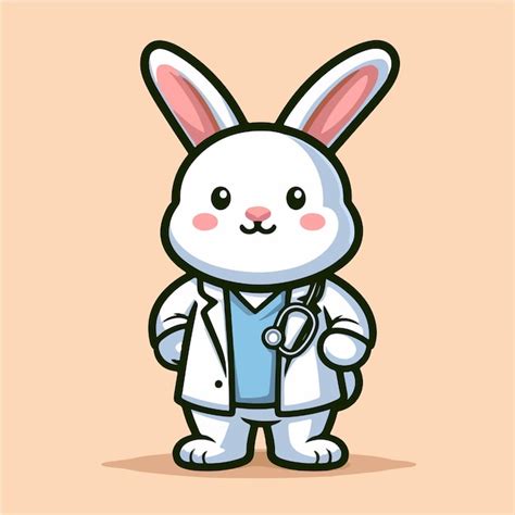 Cute Rabbit Doctor Logo Cartoon Design Premium Ai Generated Vector