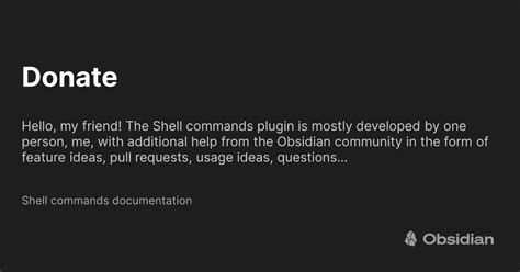 donate shell commands documentation obsidian publish