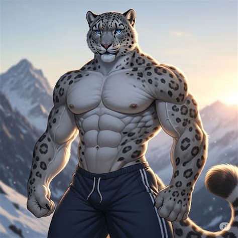 Anthropomorphic Snow Leopard With A Muscular Body By Sostitanic1912 On