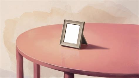 Premium Photo Small Blank Frame On Pink Table
