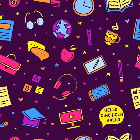 Premium Vector Seamless Pattern With Language Courses Icons