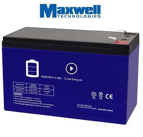 Maxwell 12v 9ah Gel Ups Battery Rechargeable Lead Acid Maintenance