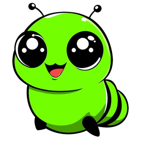 Premium Vector Cute Caterpillar Larva Grub Maggot Hand Drawn Flat
