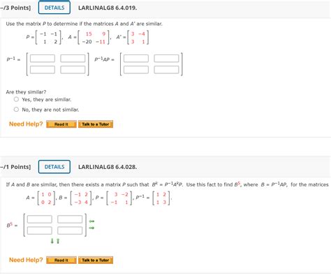 Solved Points DETAILS LARLINALG Use The Chegg Com