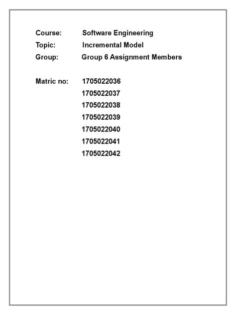 Topic Incremental Model Group Group 6 Assignment Members Pdf