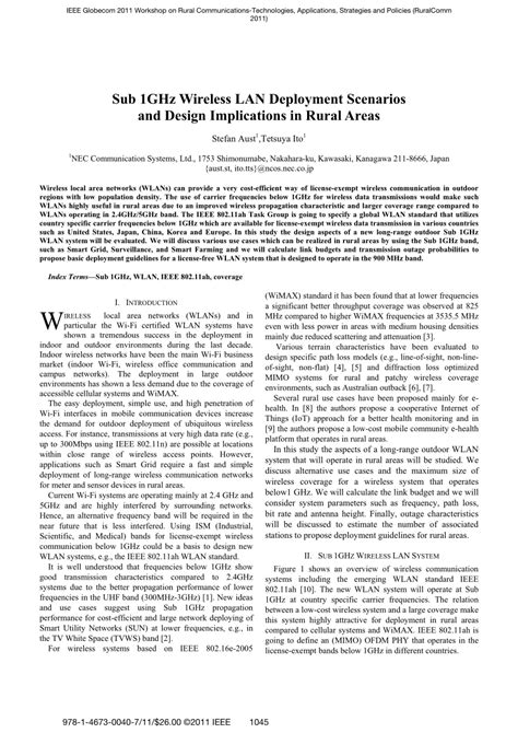 Pdf Sub 1ghz Wireless Lan Deployment Scenarios And Design