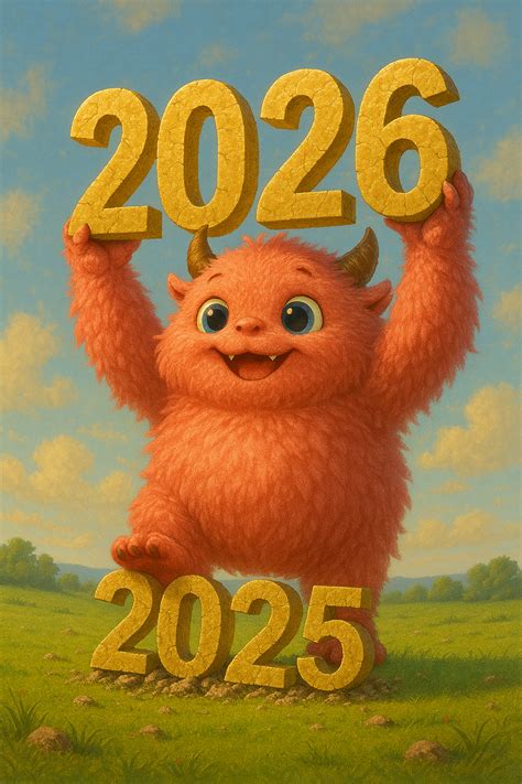 Welcome 2026 Cute Fluffy Monster Welcoming 2026 Happy New Year 8k