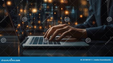 An Illustration of Coding Programmer Using a Laptop with Circuit Board and Java Script on a ...