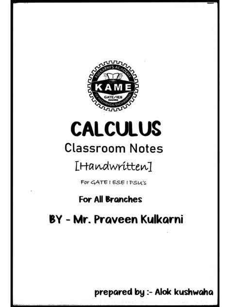 Calculus Complete Classroom Notes With Questions Pdf