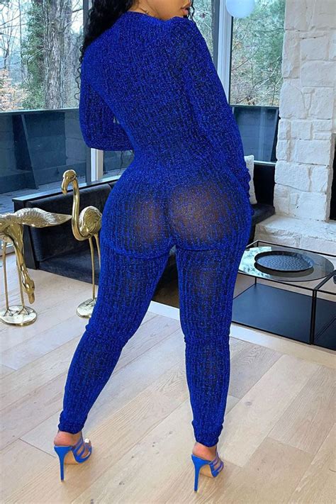 Sexy Solid Split Joint Zipper Collar Skinny Jumpsuits